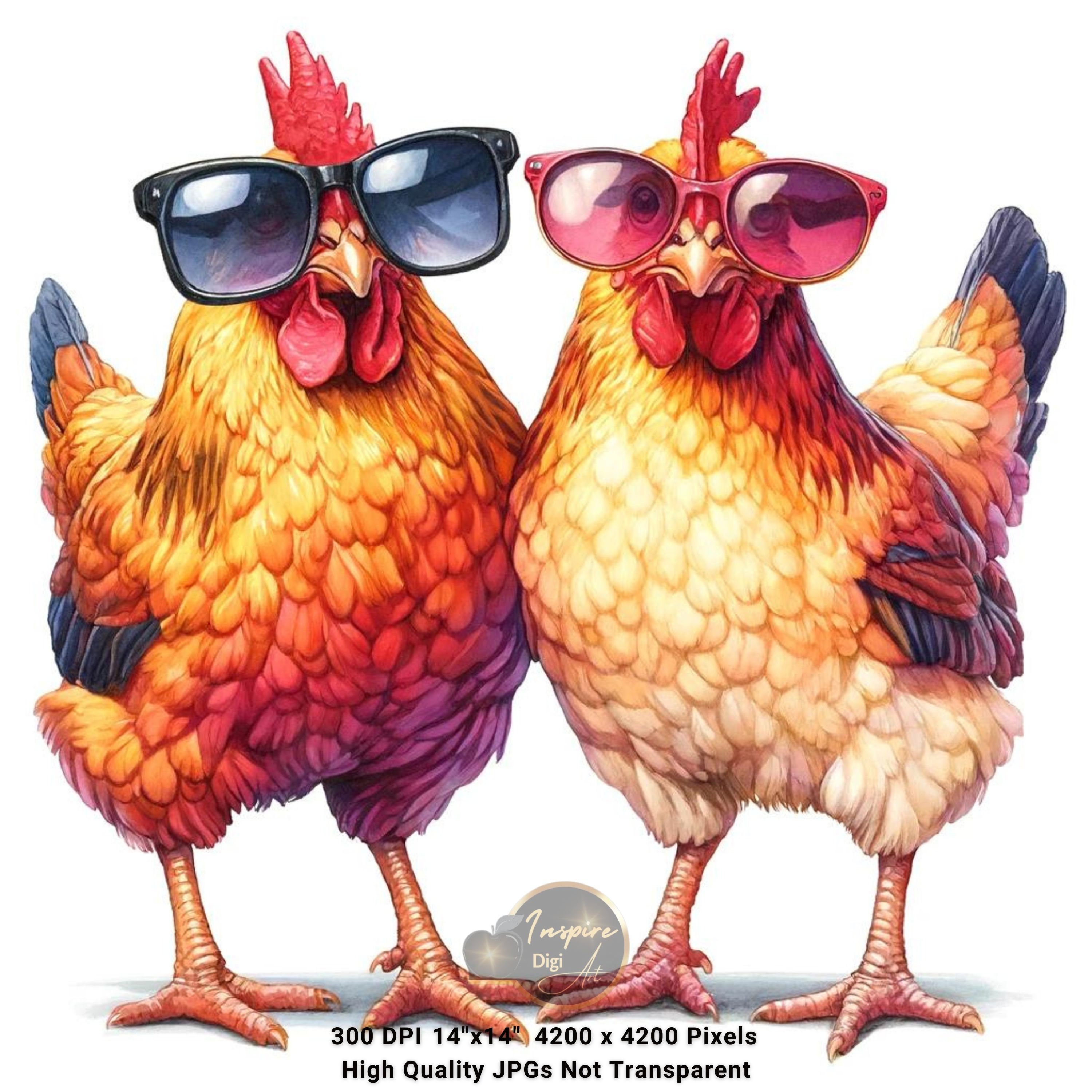Funny Chickens Clipart, Cool Chickens Clipart, Watercolor Chickens ...