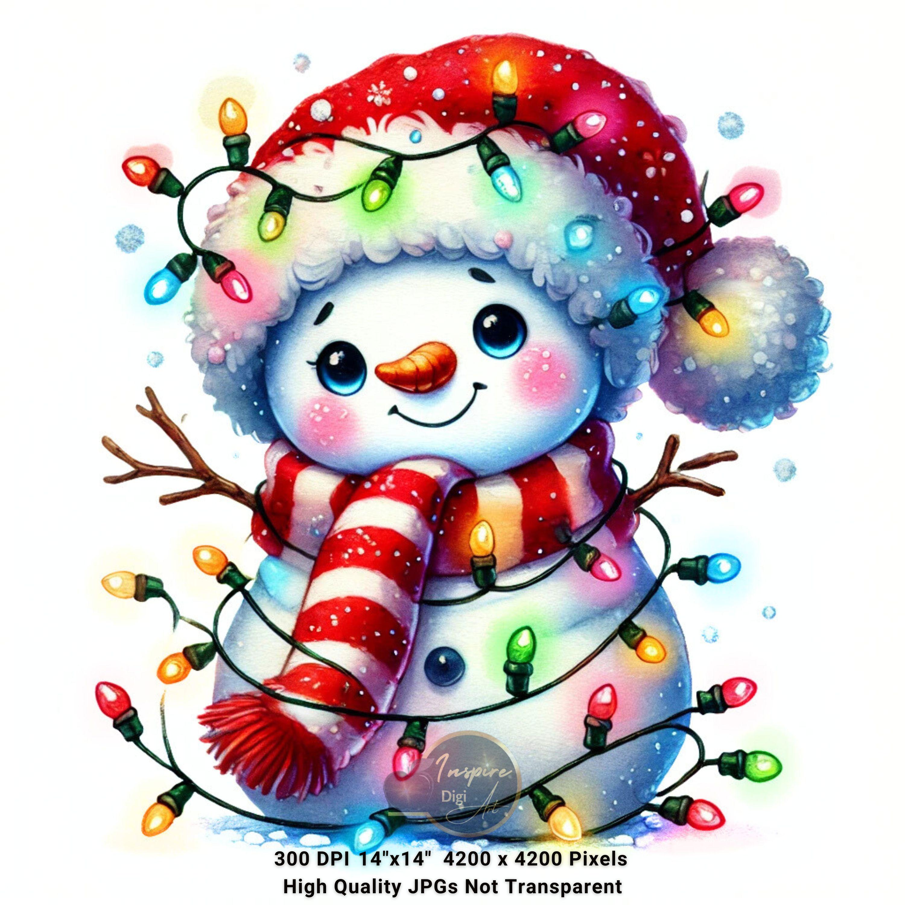 Cute Snowman Tangled Christmas Lights Clipart, Funny Snowman Clipart ...