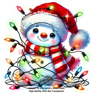 Cute Snowman Tangled Christmas Lights Clipart, Funny Snowman Clipart ...