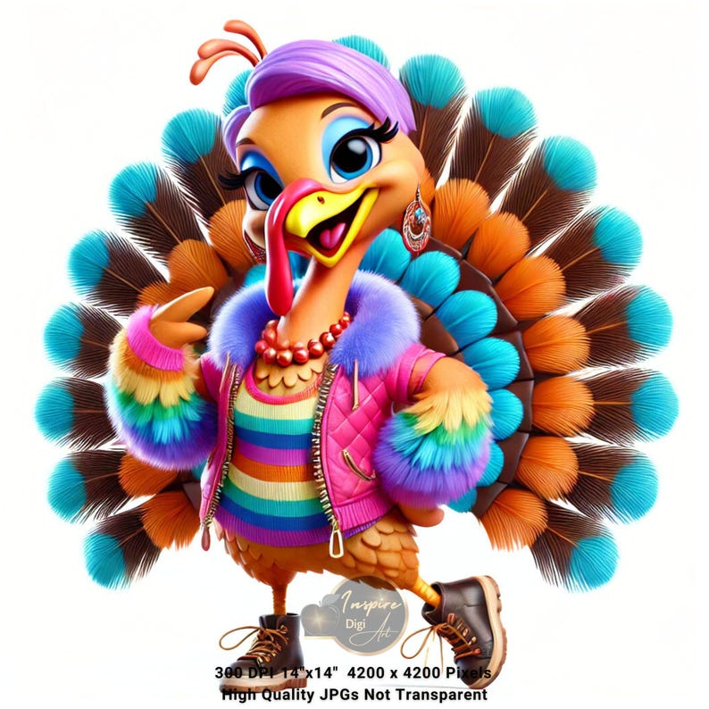 Funny Quirky Turkey Clipart, Happy Thanksgiving Clipart, Quirky Turkey ...