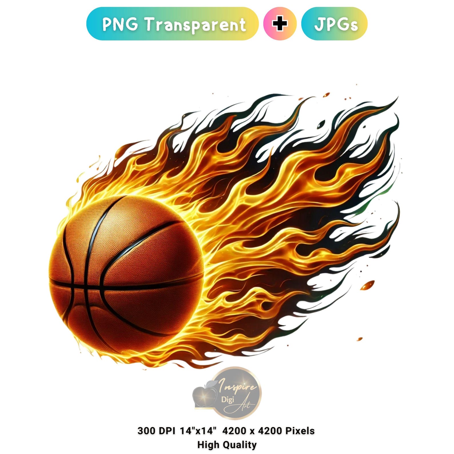 Flaming Basketball Clipart Bundle, Fire Basketball Png Transparent+jpg ...