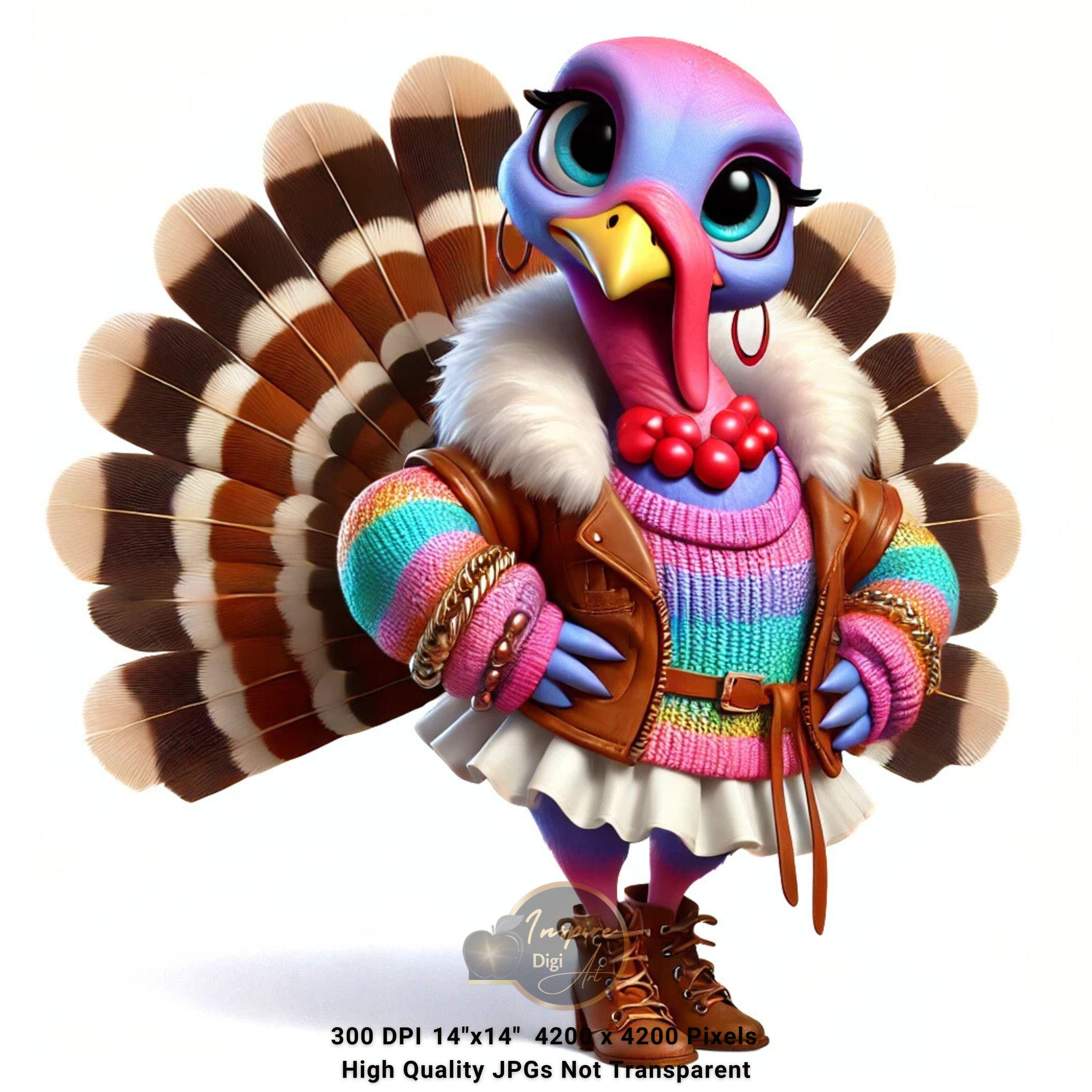 Funny Quirky Turkey Clipart, Happy Thanksgiving Clipart, Quirky Turkey ...