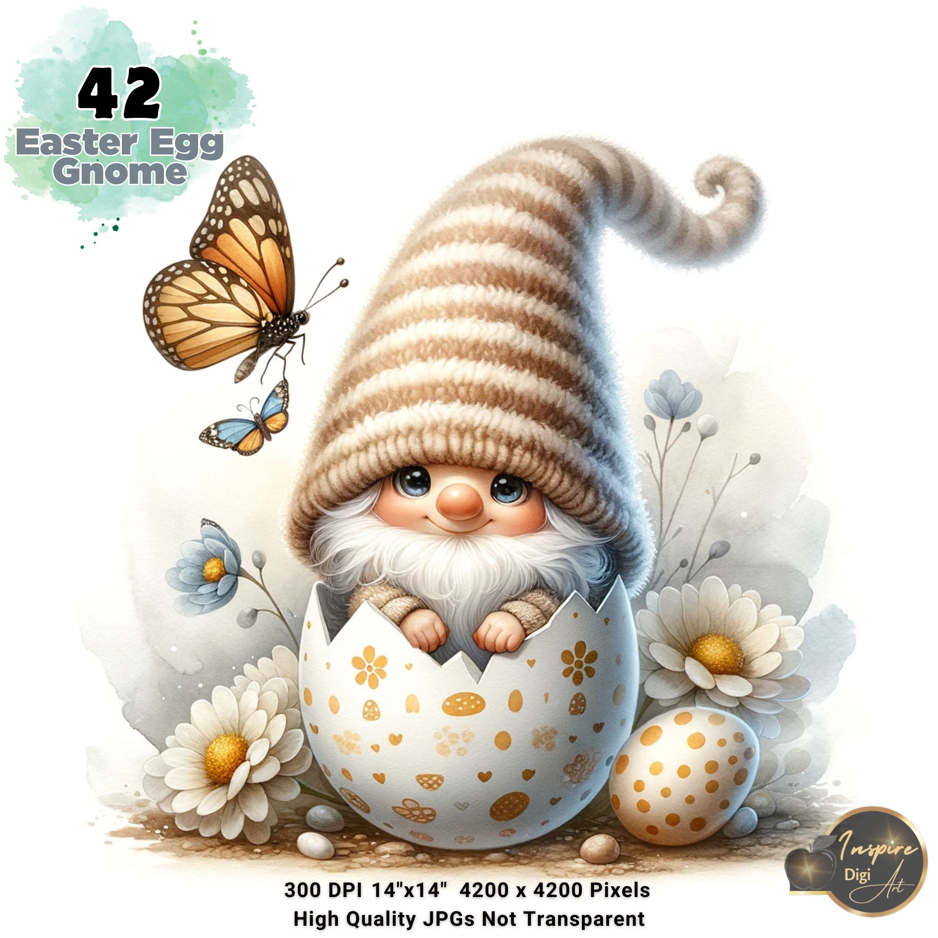 Easter Gnome Clipart Bundle, Easter Gnome Watercolor, Easter Egg Gnome ...