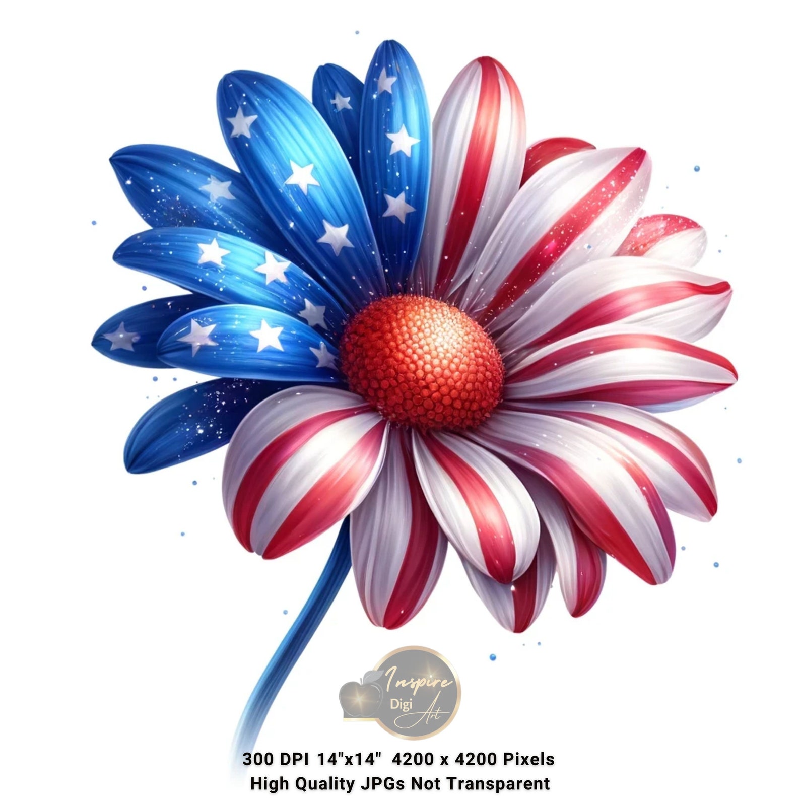 4th of July Flower Clipart, Patriotic Floral Clipart, Independence Day ...