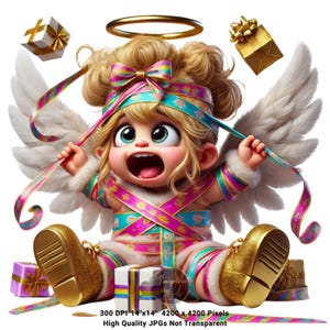 Angel Christmas Clipart, Funny Angel Christmas Clipart Bundle, Cute ...