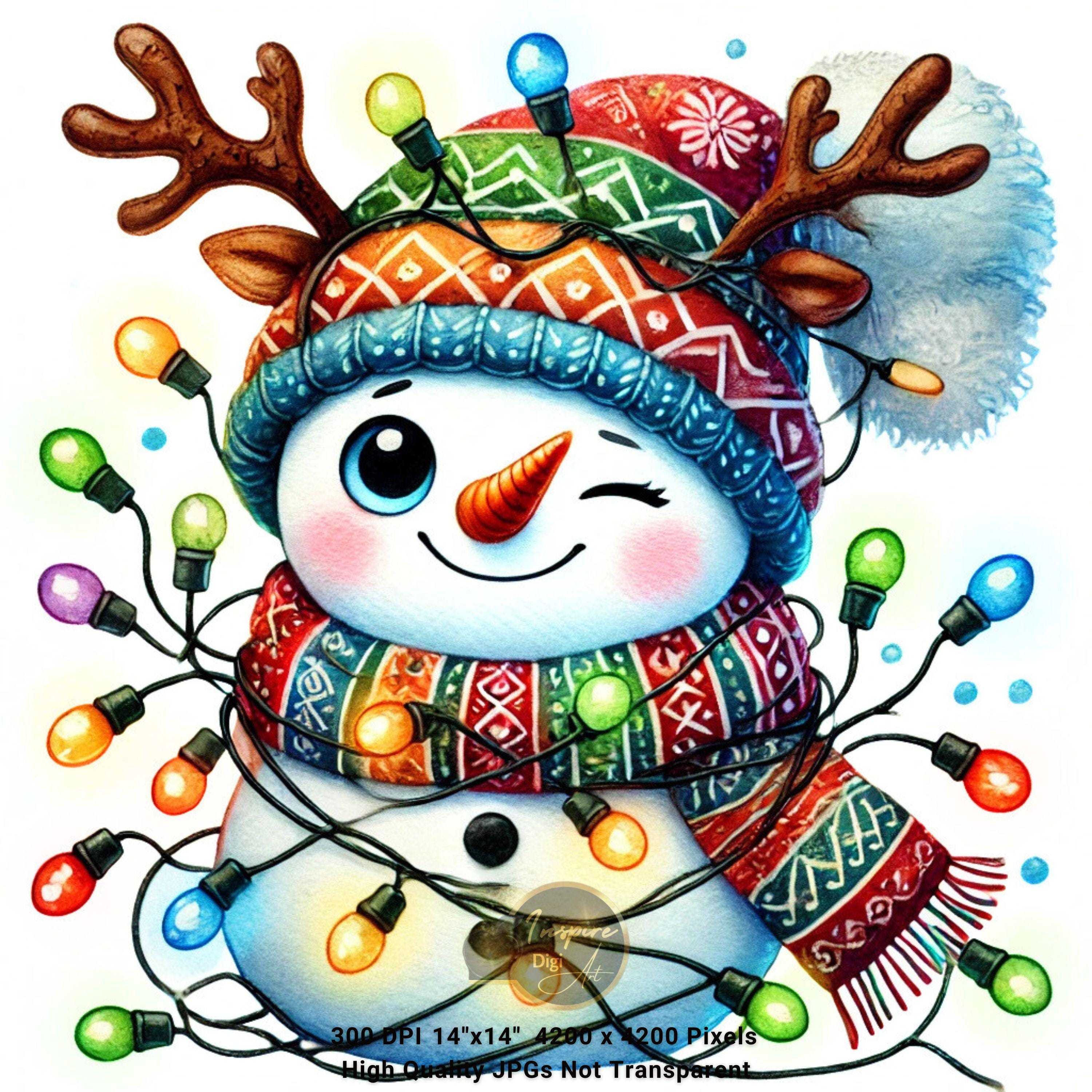 Cute Snowman Tangled Christmas Lights Clipart, Funny Snowman Clipart ...