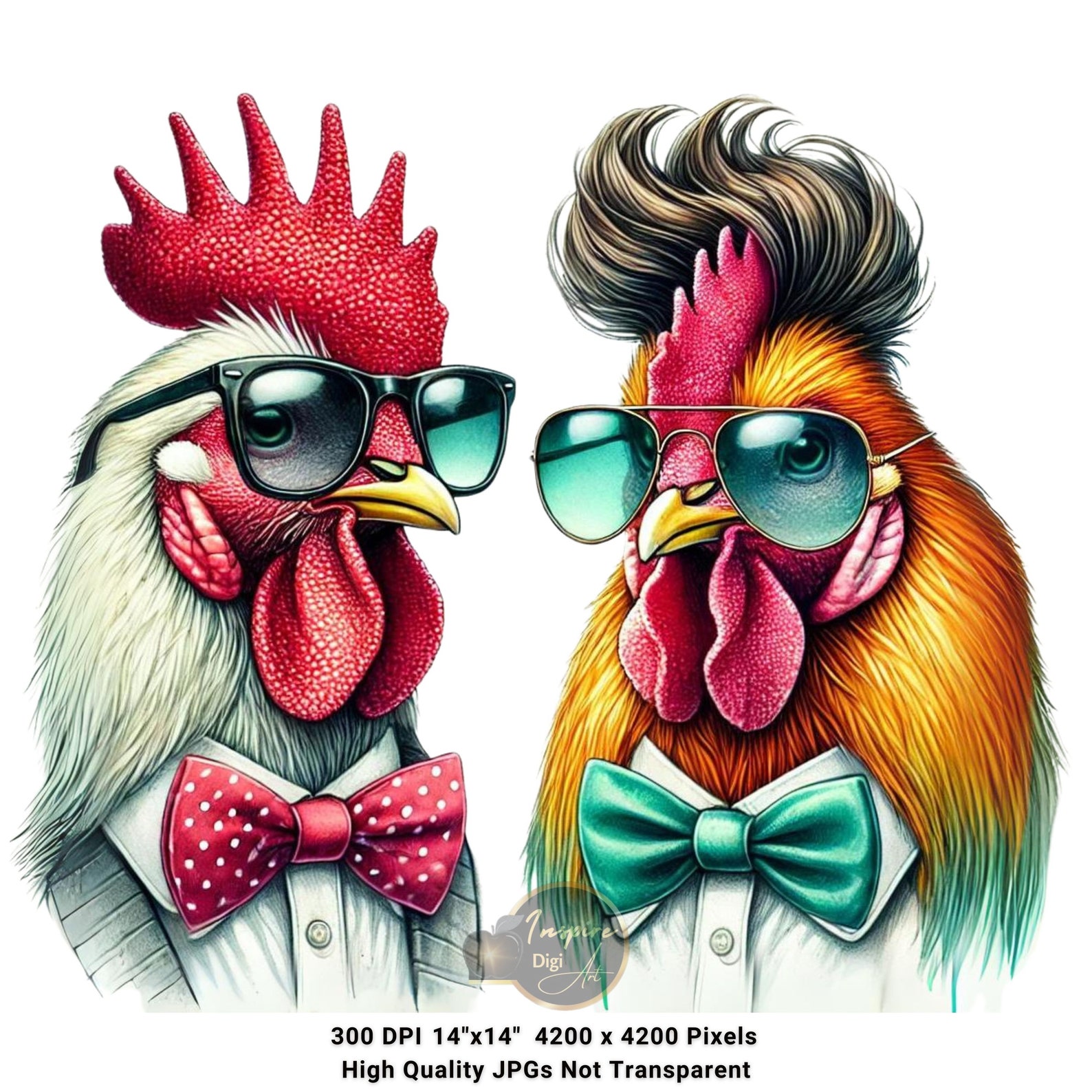Funny Chickens Clipart, Cool Chickens Clipart, Watercolor Chickens ...