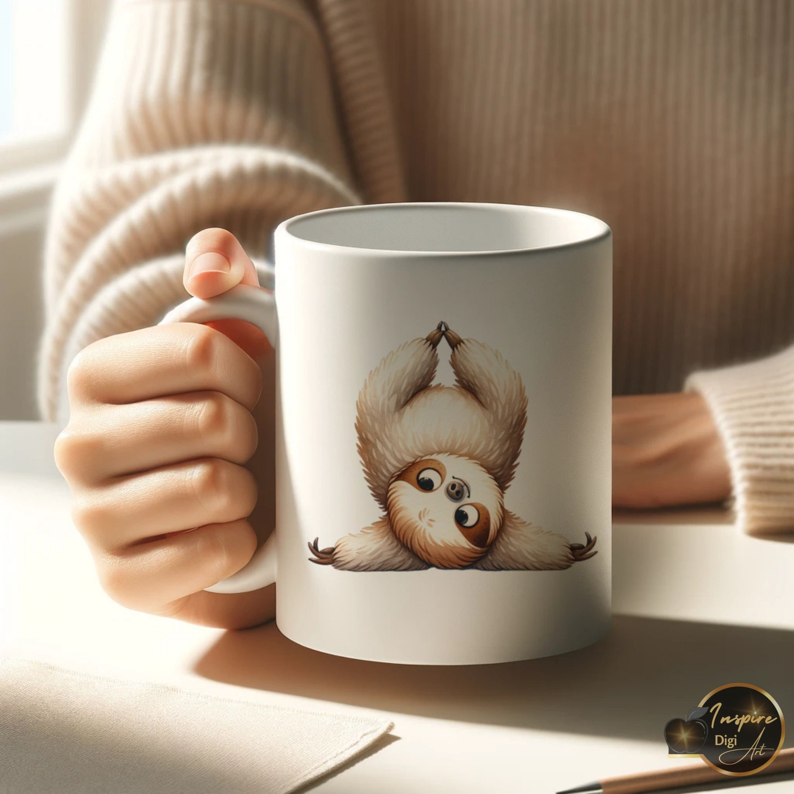 Funny Sloth, Watercolor Sloth Clipart, Yoga Sloth Poses, Animal Yoga ...