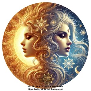 Mystical Sun and Moon Clipart, Yin Yang Sun and Moon, Goddess Moon and ...
