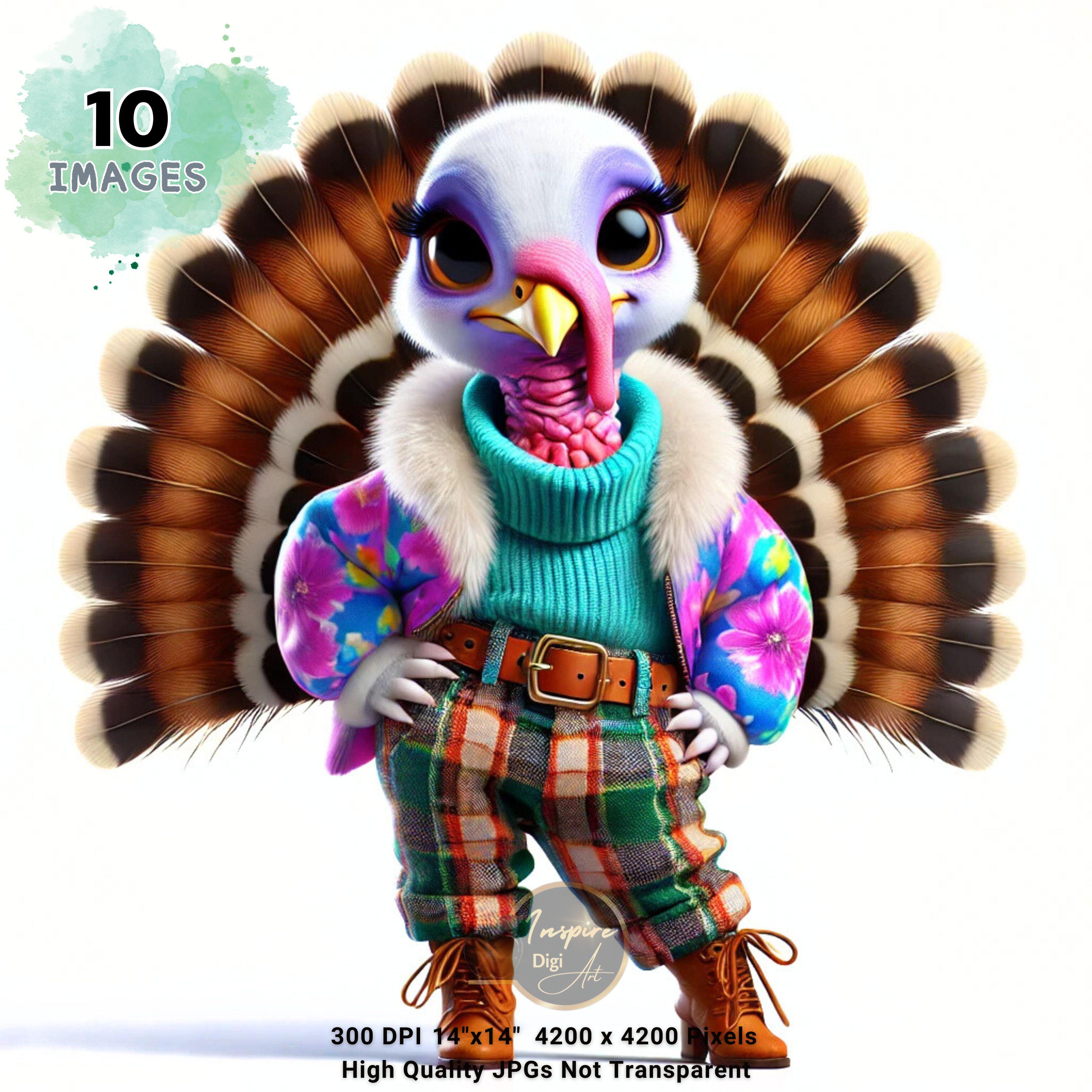 Funny Quirky Turkey Clipart, Happy Thanksgiving Clipart, Quirky Turkey ...