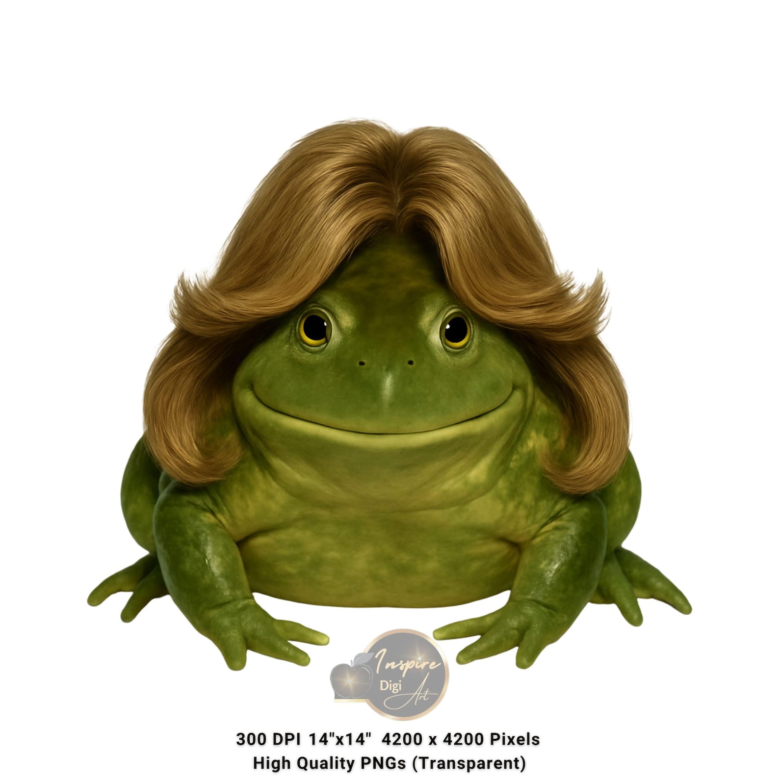 Funny Frog With Wigs Clipart PNG Bundle – Cute Cartoon Frog Hairstyles ...