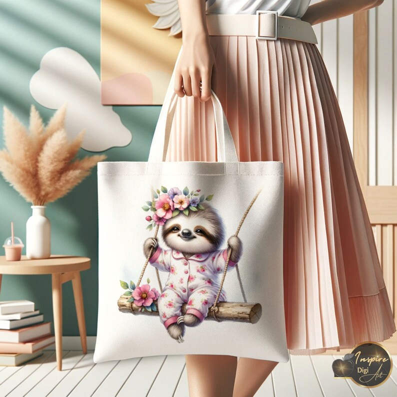 Adorable Baby Sloth in Pajamas, Clipart Bundle, Watercolor Sloth ...