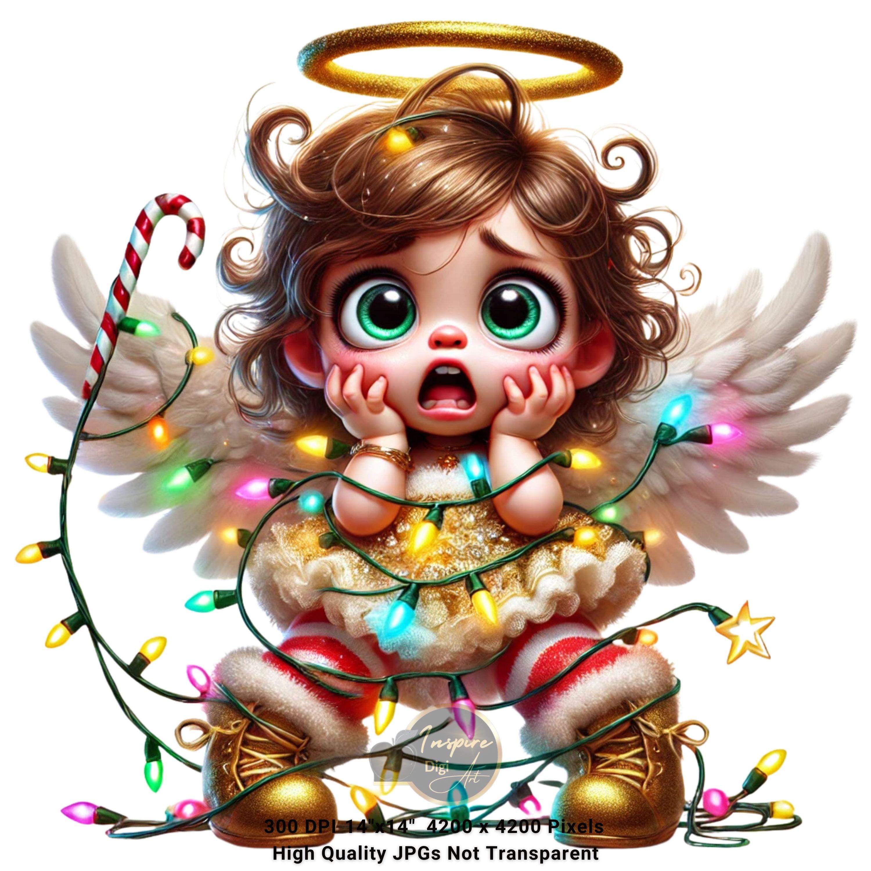 Angel Christmas Clipart, Funny Angel Christmas Clipart Bundle, Cute ...