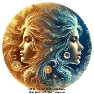 Mystical Sun and Moon Clipart, Yin Yang Sun and Moon, Goddess Moon and ...