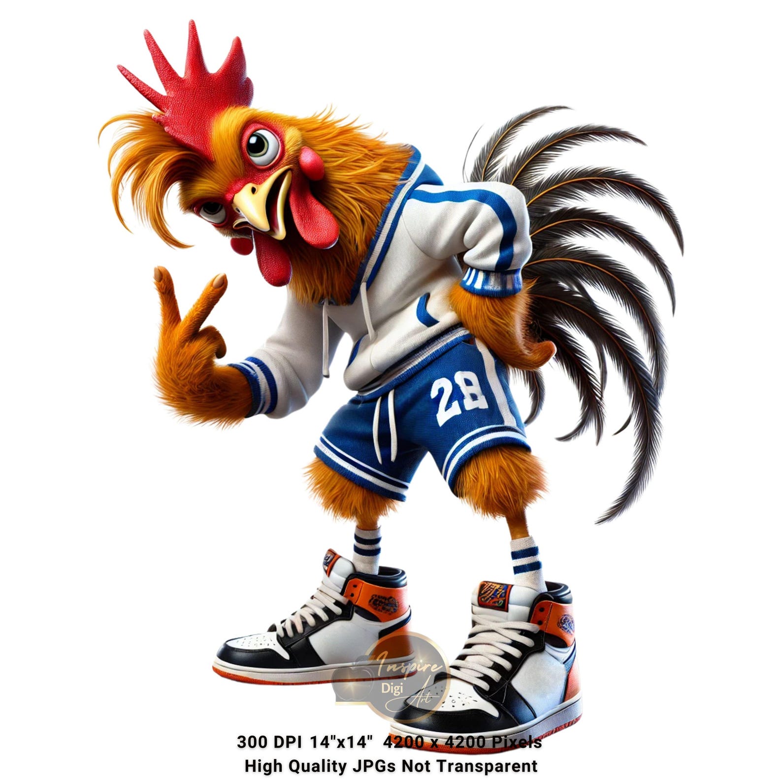 Funny Chicken Clipart, Cool Chicken Cartoon Character, Hipster Rooster ...