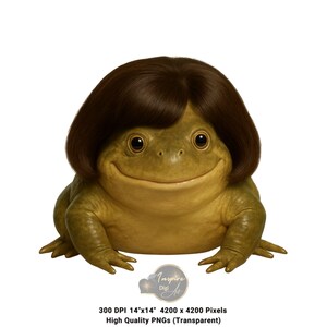 Funny Frog With Wigs Clipart PNG Bundle – Cute Cartoon Frog Hairstyles ...