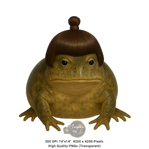 Funny Frog With Wigs Clipart PNG Bundle – Cute Cartoon Frog Hairstyles ...