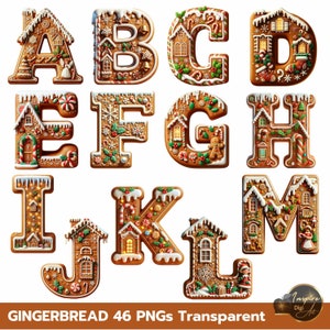 Gingerbread House Letters, Gingerbread Cookie Alphabet, Christmas ...
