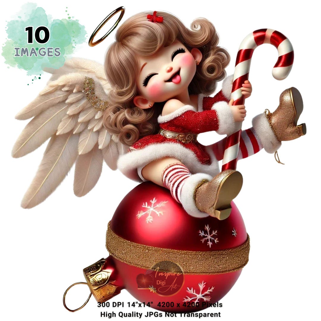 Angel Christmas Clipart, Funny Angel Christmas Clipart Bundle, Cute ...