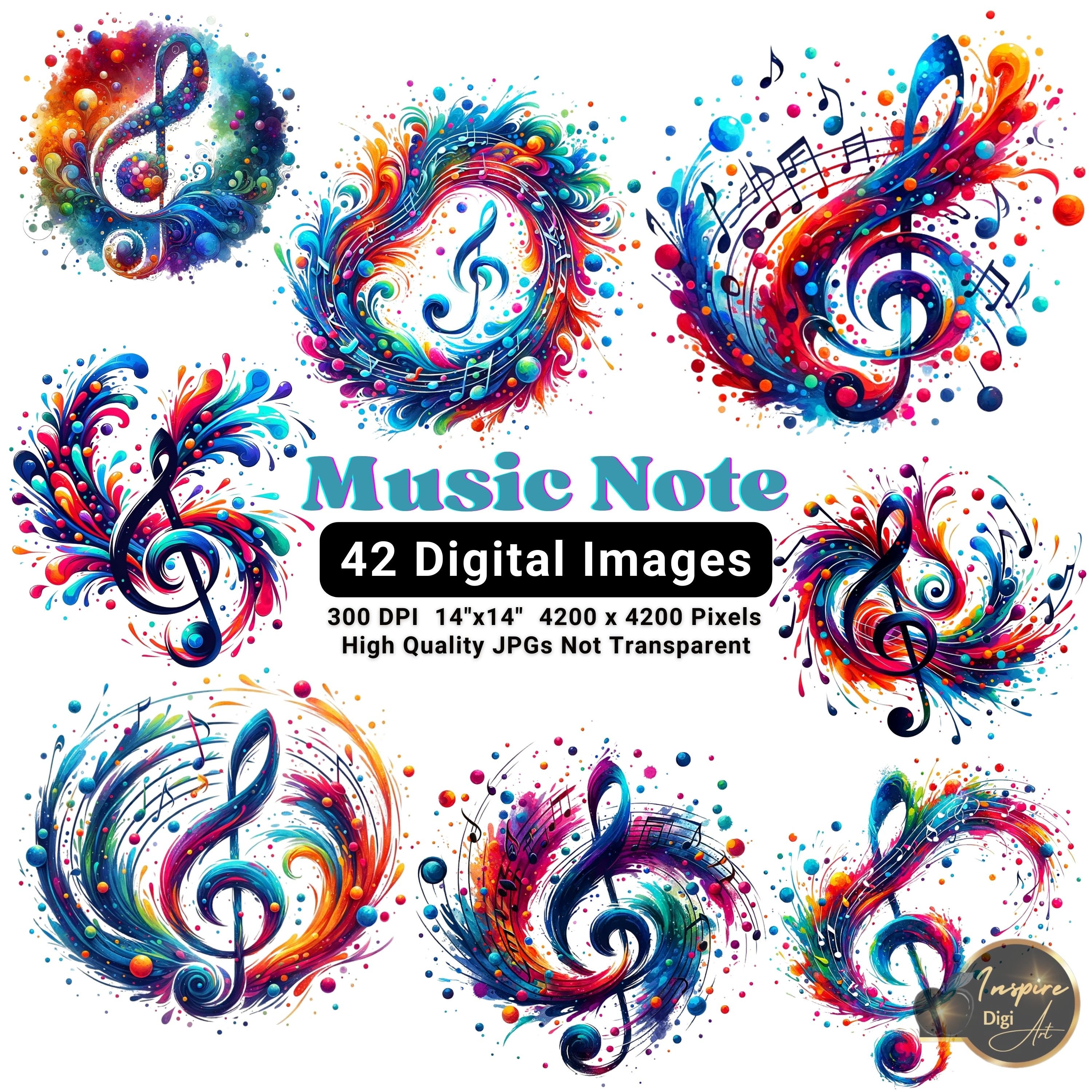 Music Note Clipart, Watercolor Music Notes, Printable Music Note ...