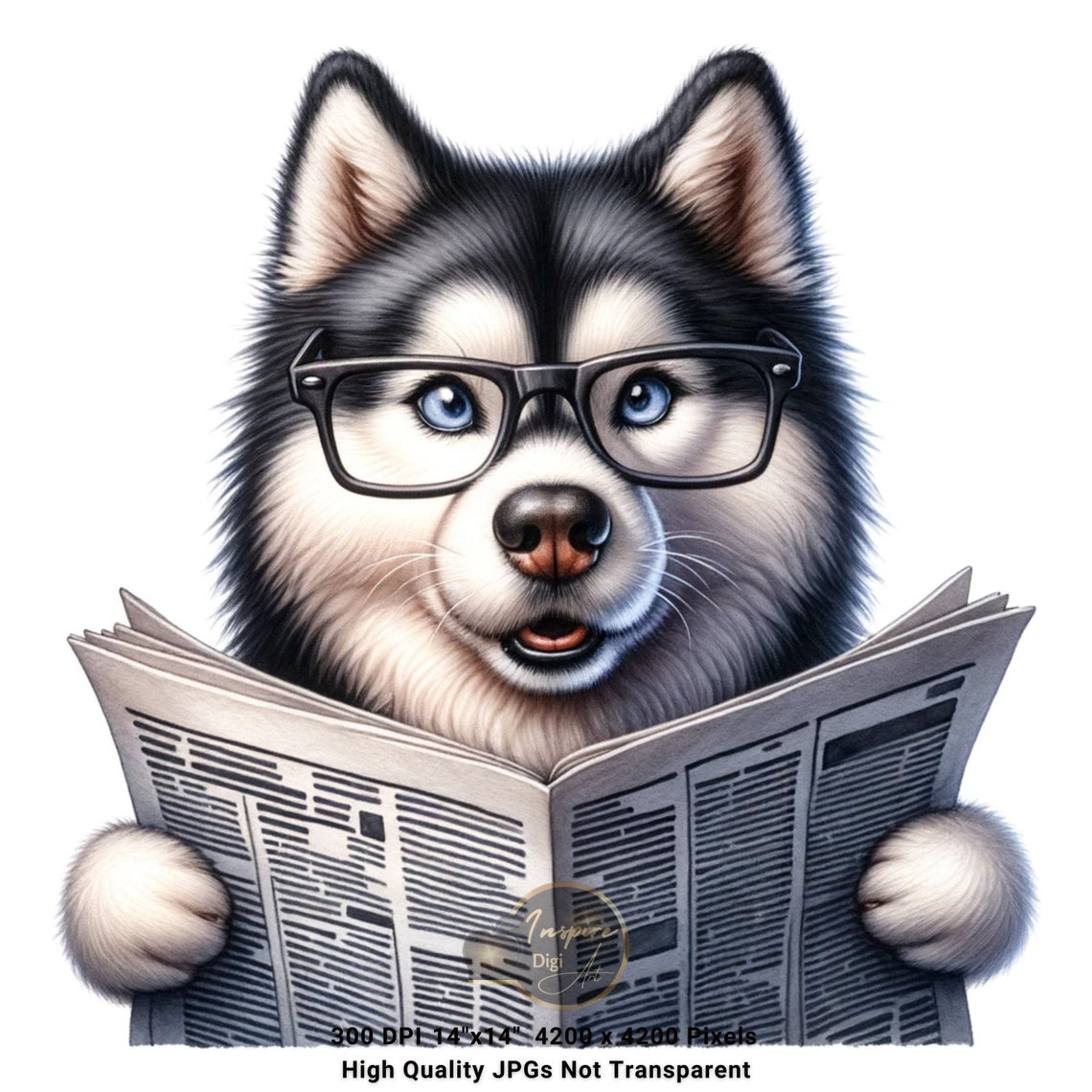 Whimsical Husky Clipart, Cute Husky Clipart, Funny Husky Clipart ...