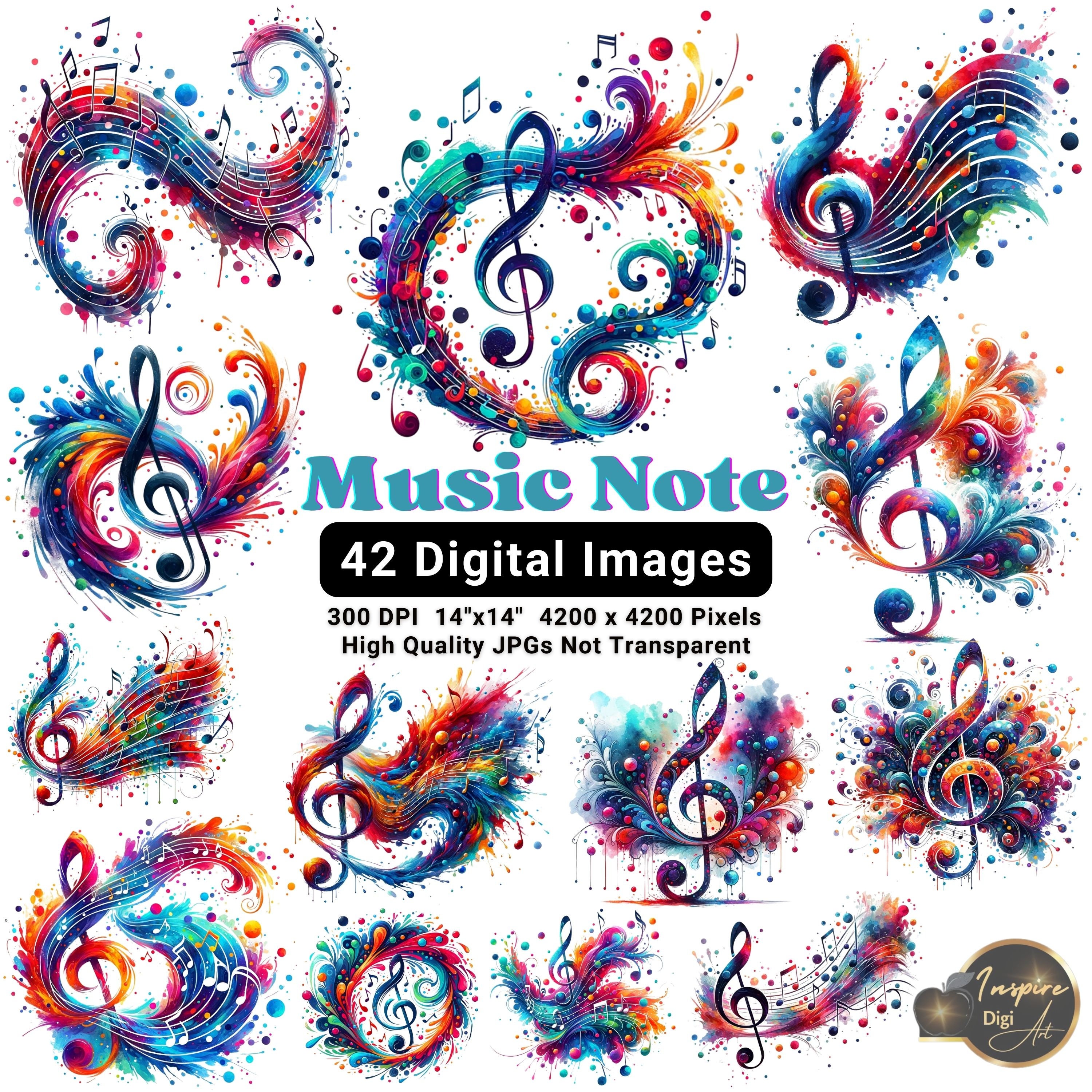 Music Note Clipart, Watercolor Music Notes, Printable Music Note ...