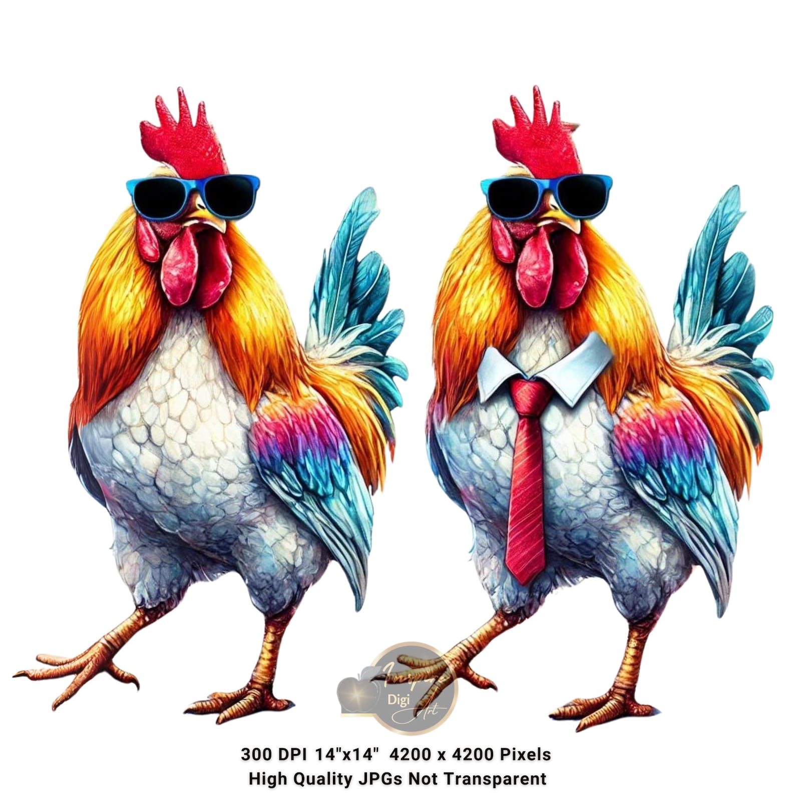 Funny Chickens Clipart, Cool Chickens Clipart, Watercolor Chickens ...