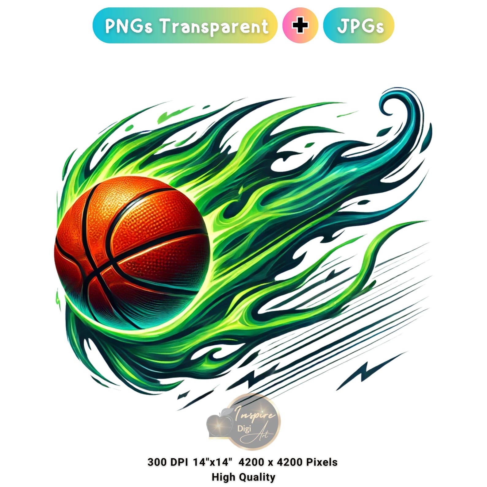 Flaming Basketball Clipart Bundle, Fire Basketball Png Transparent+jpg ...