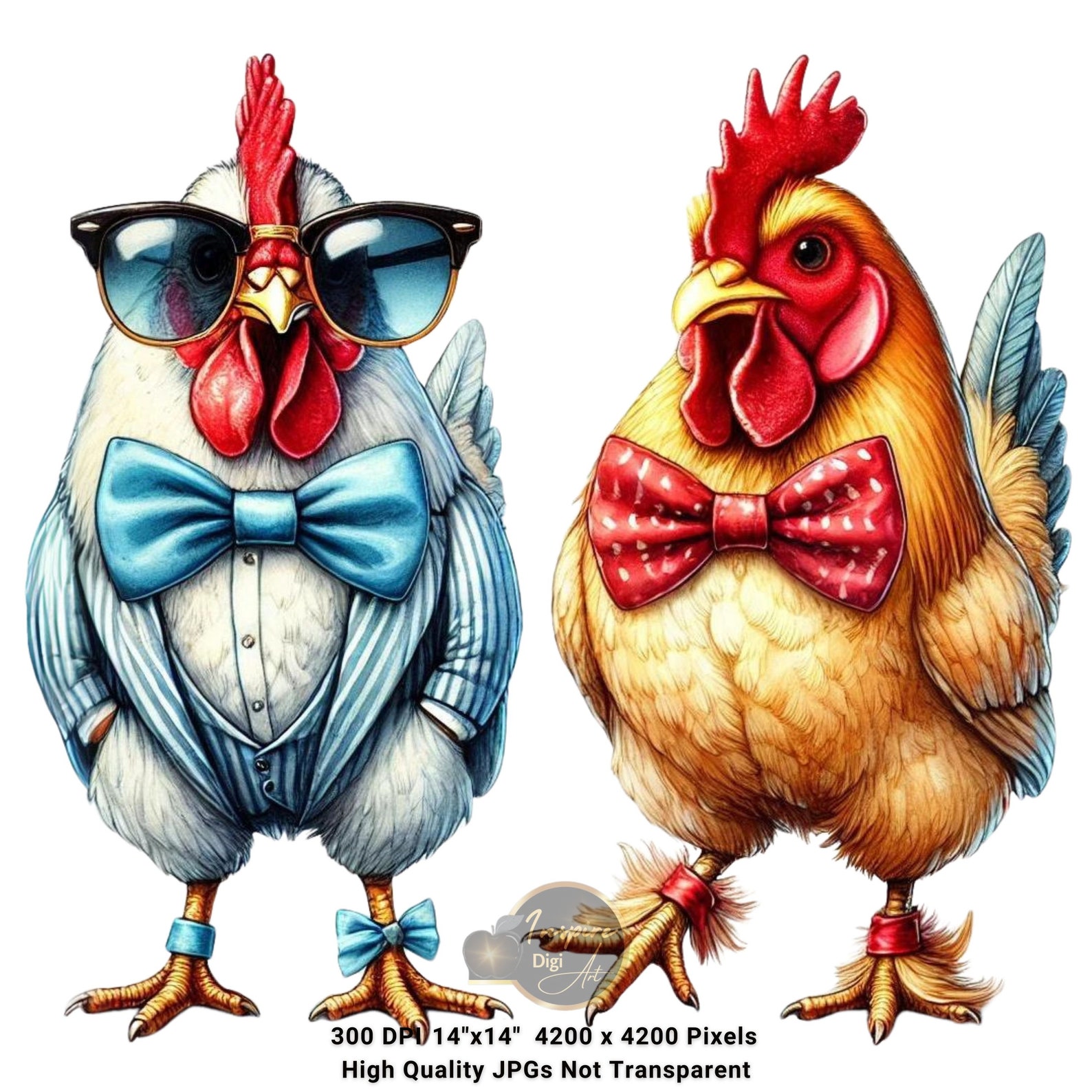 Funny Chickens Clipart, Cool Chickens Clipart, Watercolor Chickens ...