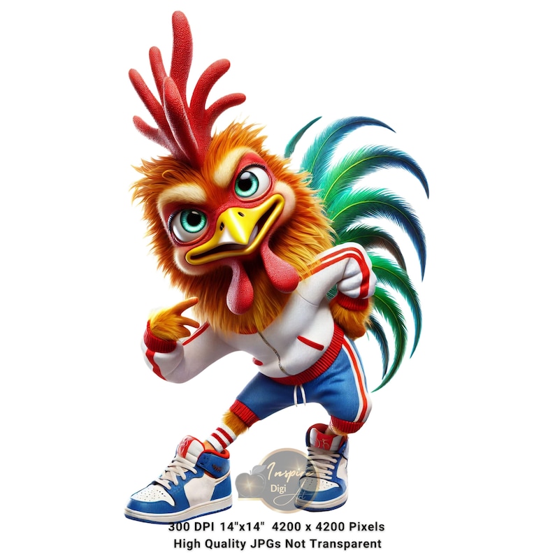 Funny Chicken Clipart, Cool Chicken in Sportswear, Hipster Rooster ...