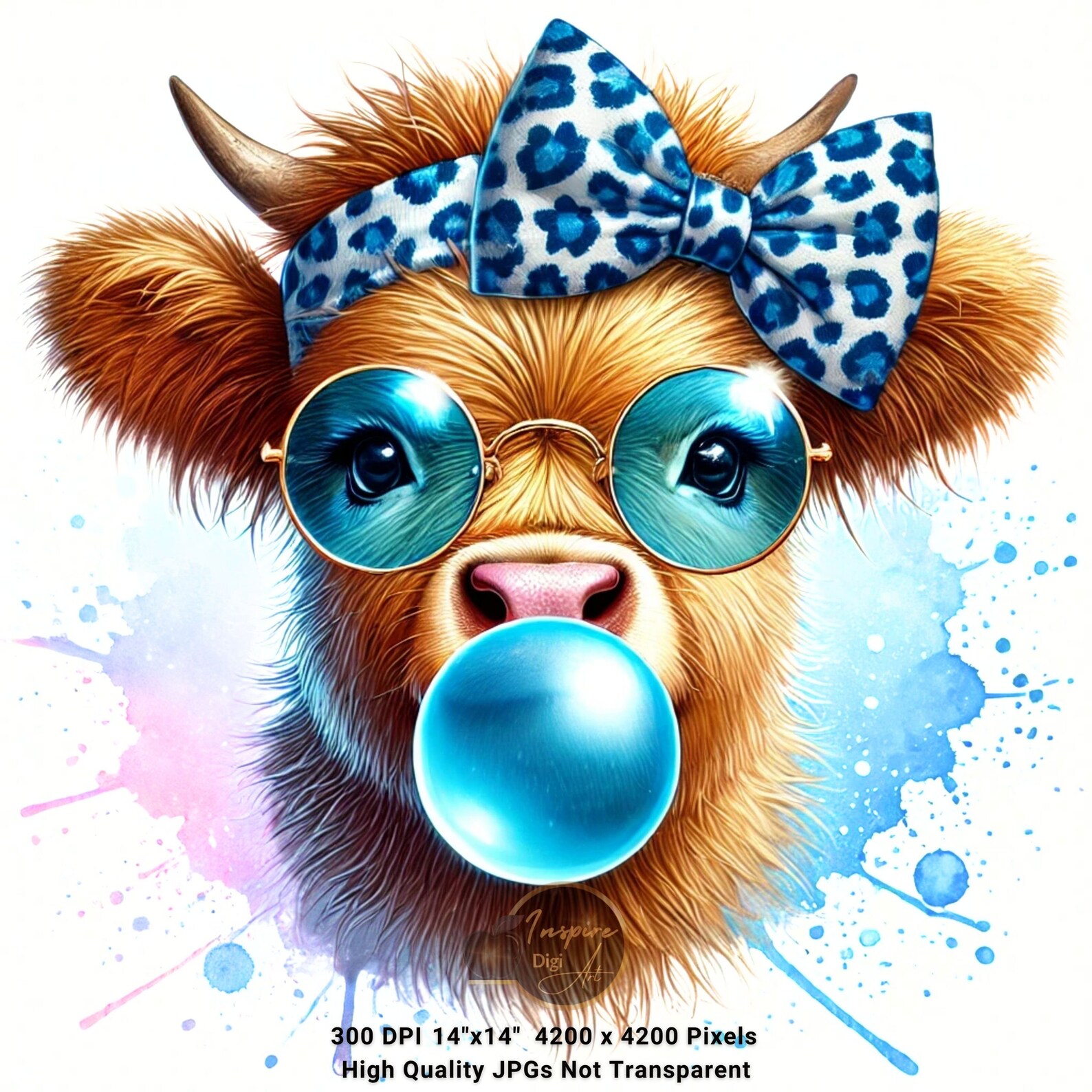 Highland Cow Blowing Bubble Gum, Highland Cow Sunglasses, Highland Cow ...