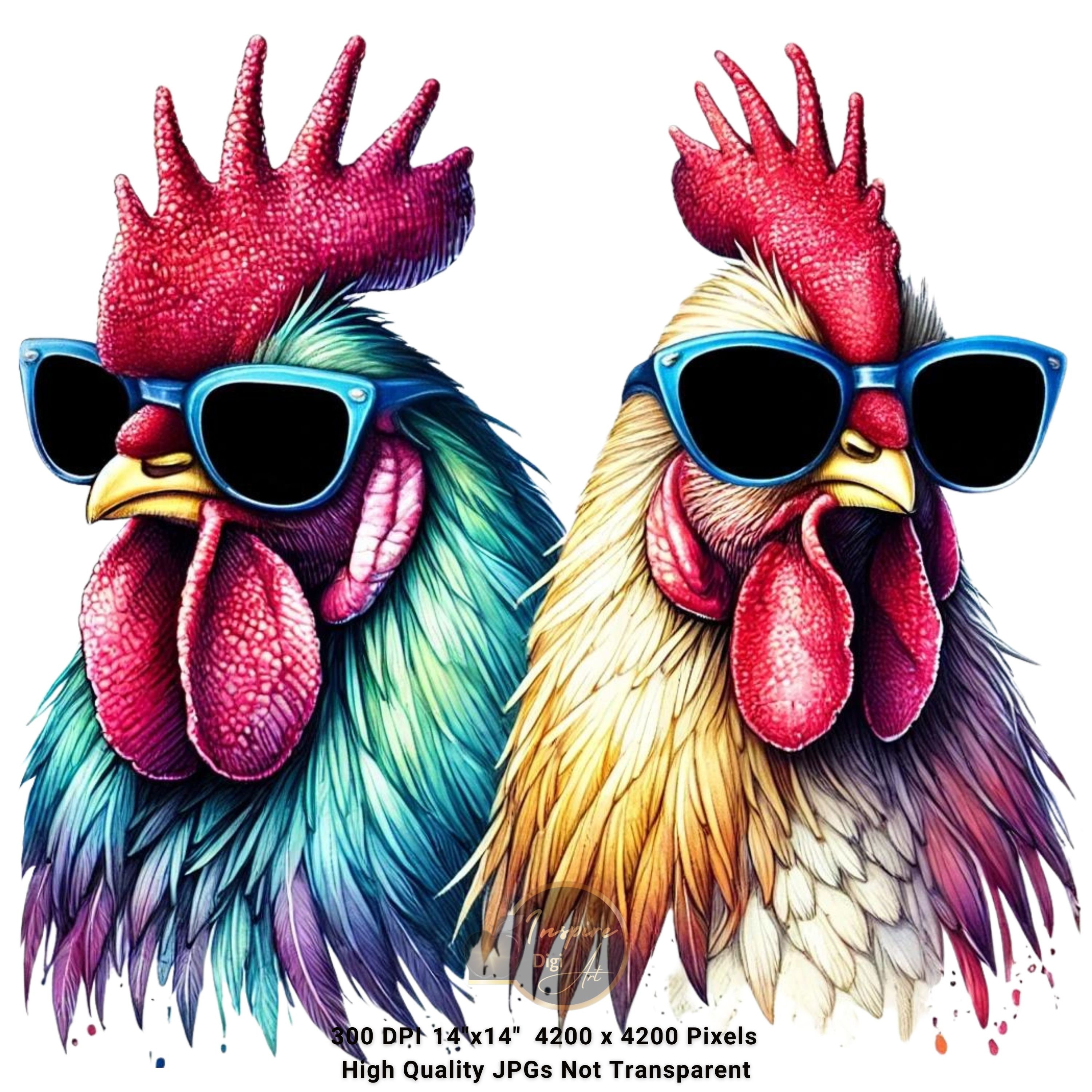 Funny Chickens Clipart, Cool Chickens Clipart, Watercolor Chickens ...