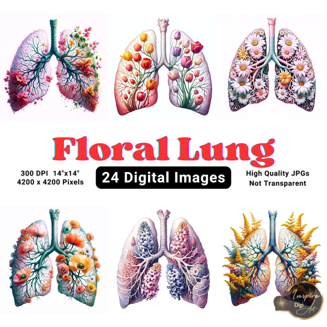 Floral Lung Clipart, Flower Lungs Pictures, Floral Anatomical Lung ...
