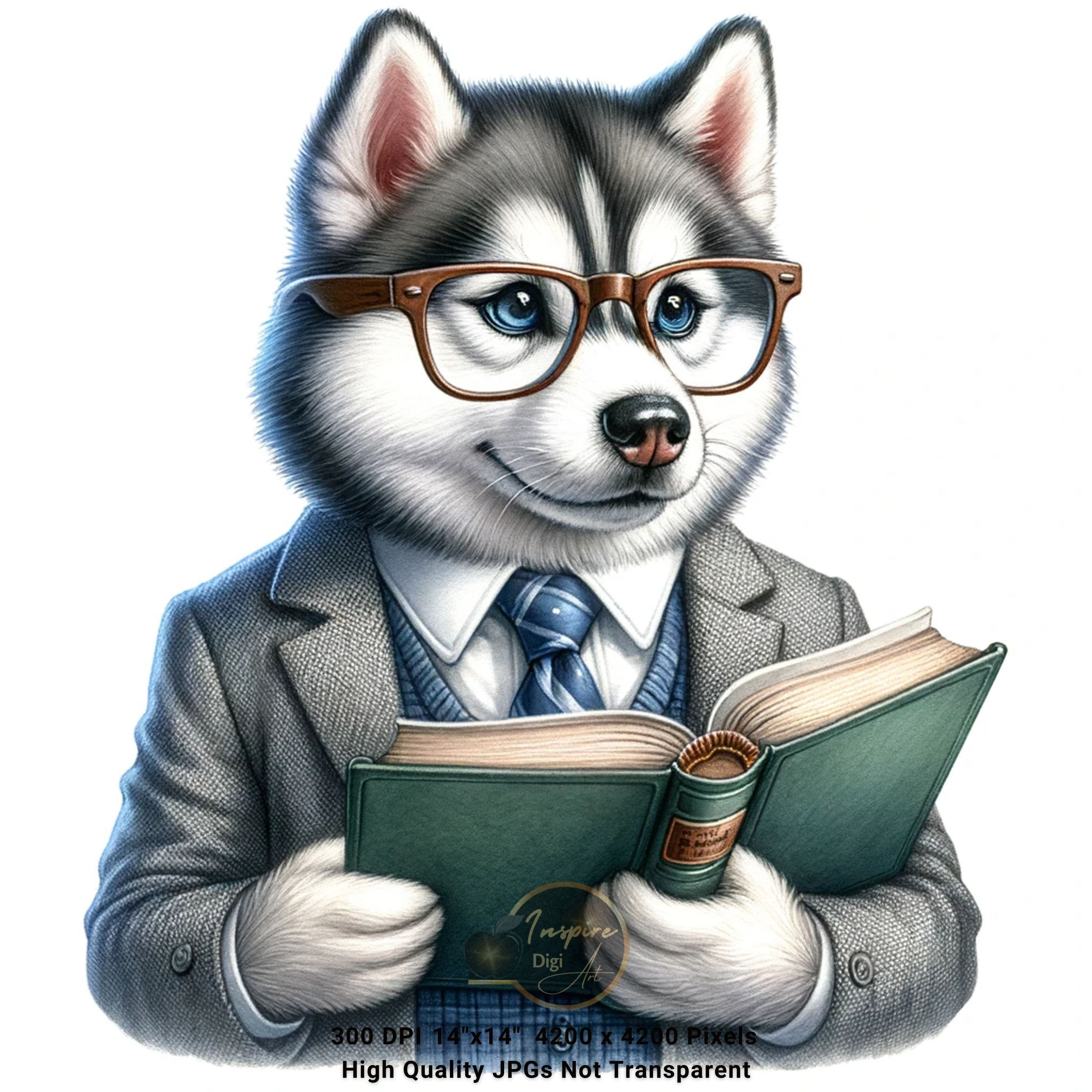 Whimsical Husky Clipart, Cute Husky Clipart, Funny Husky Clipart ...