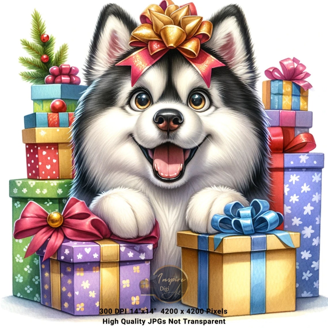 Funny Husky Clipart, Whimsical Husky Clipart, Cute Husky Clipart ...