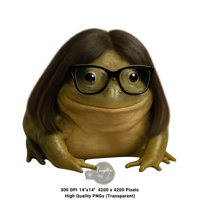 Funny Frog With Wigs Clipart PNG Bundle – Cute Cartoon Frog Hairstyles ...