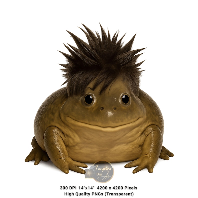 Funny Frog With Wigs Clipart PNG Bundle – Cute Cartoon Frog Hairstyles ...
