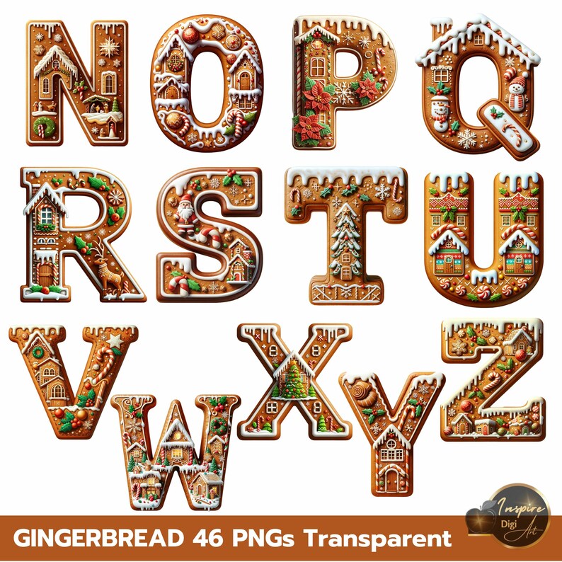 Gingerbread House Letters, Gingerbread Cookie Alphabet, Christmas ...