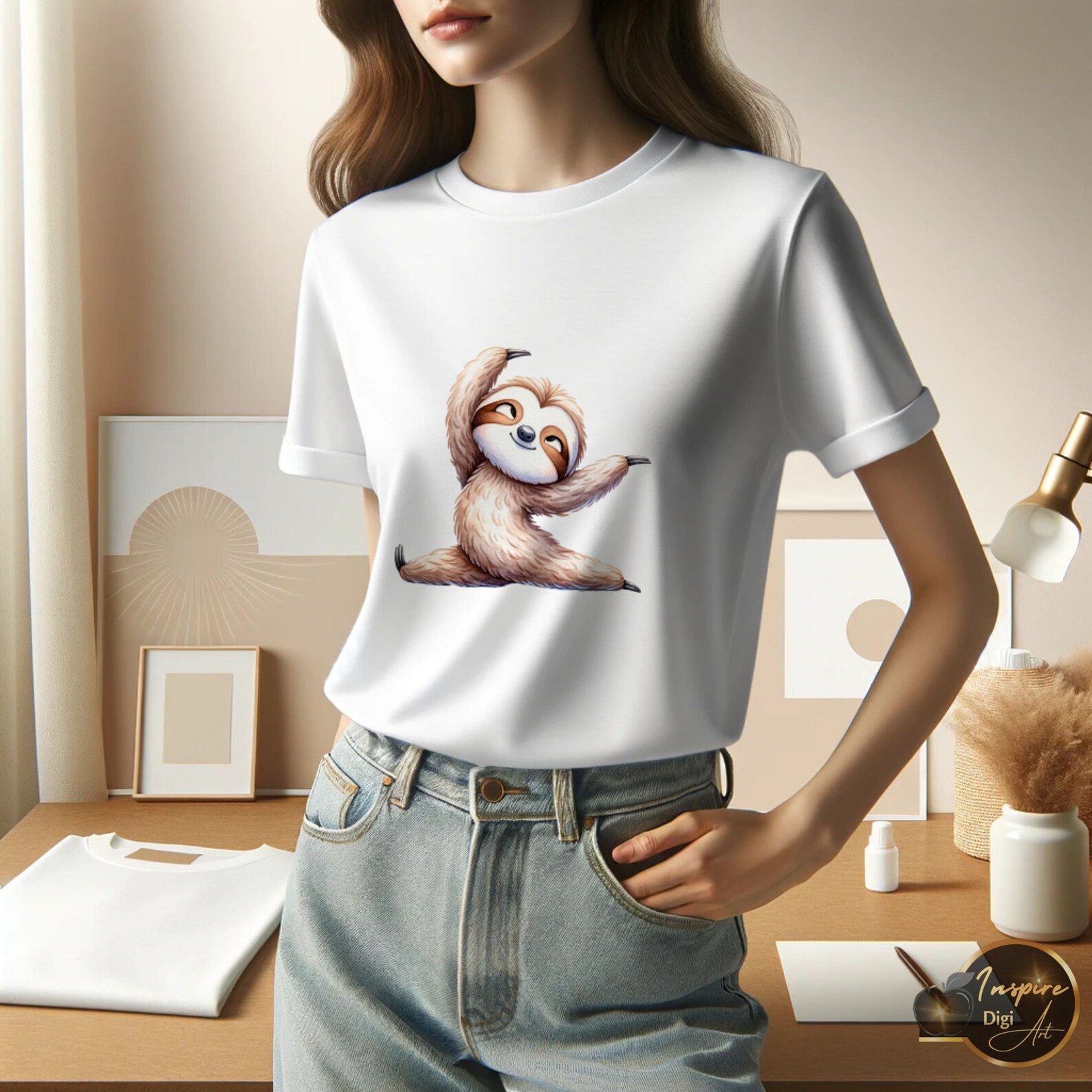 Funny Sloth, Watercolor Sloth Clipart, Yoga Sloth Poses, Animal Yoga ...