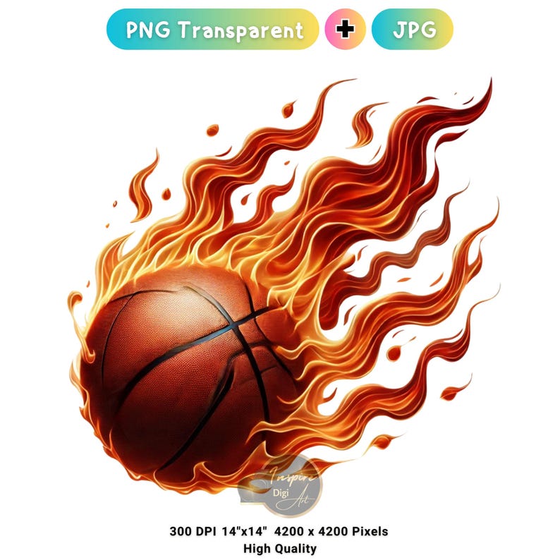 Flaming Basketball Clipart Bundle, Fire Basketball Png Transparent+jpg ...