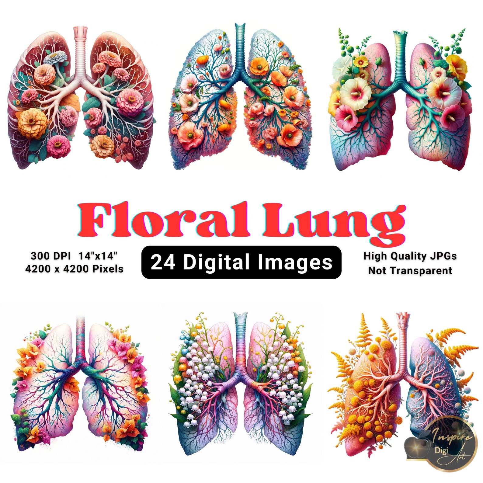Floral Anatomical Lungs, Floral Lung Clipart, Flower Lungs Pictures ...