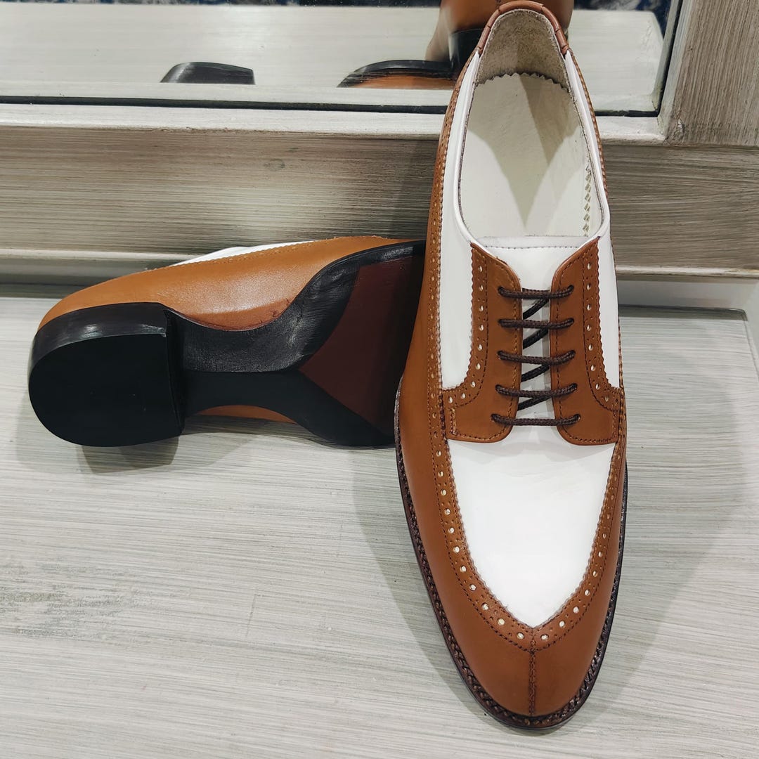 Mustard Tan & White Spectator Derby Shoes - Etsy