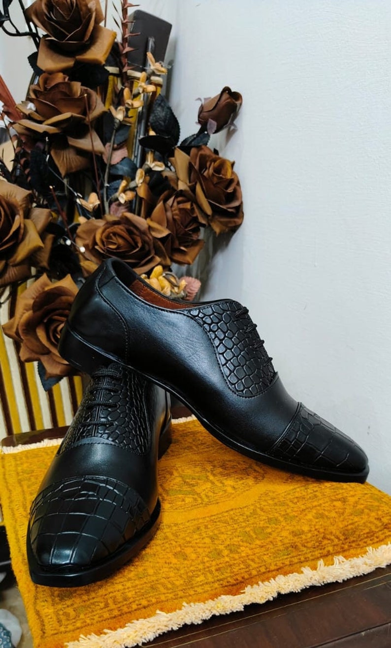 Handmade Crocodile Textured Leather Oxford Shoes - Etsy