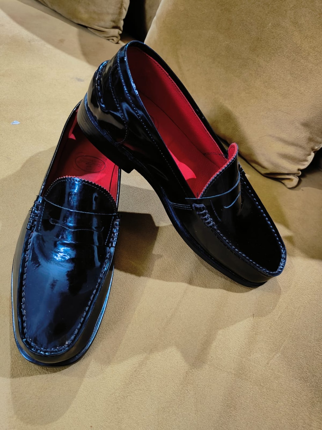 Black Patent Leather Loafer With Bevelled Waist and Goat Lining, Men’s ...