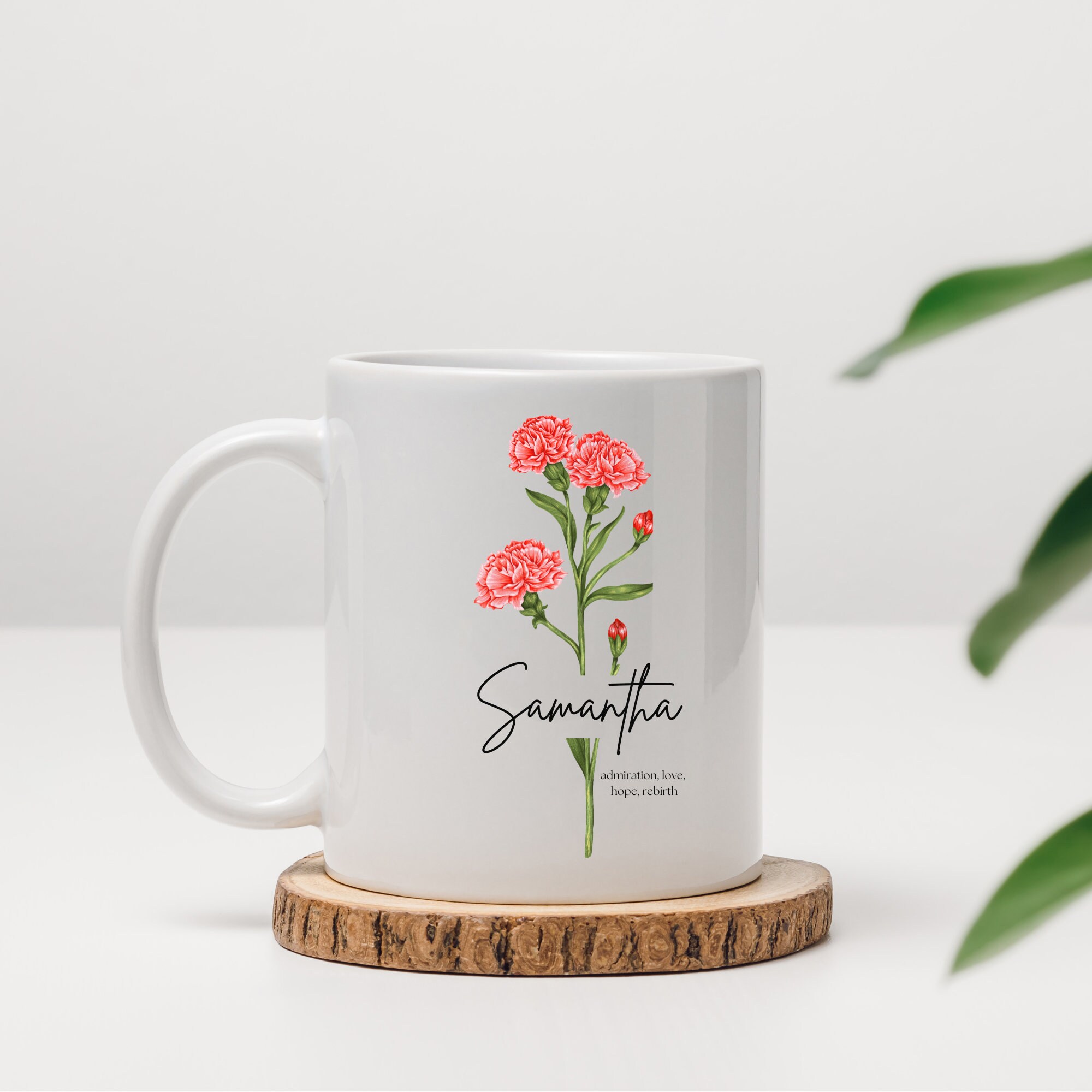 Personalized Birth Flower Coffee Cup With Name, Personalized Birth ...