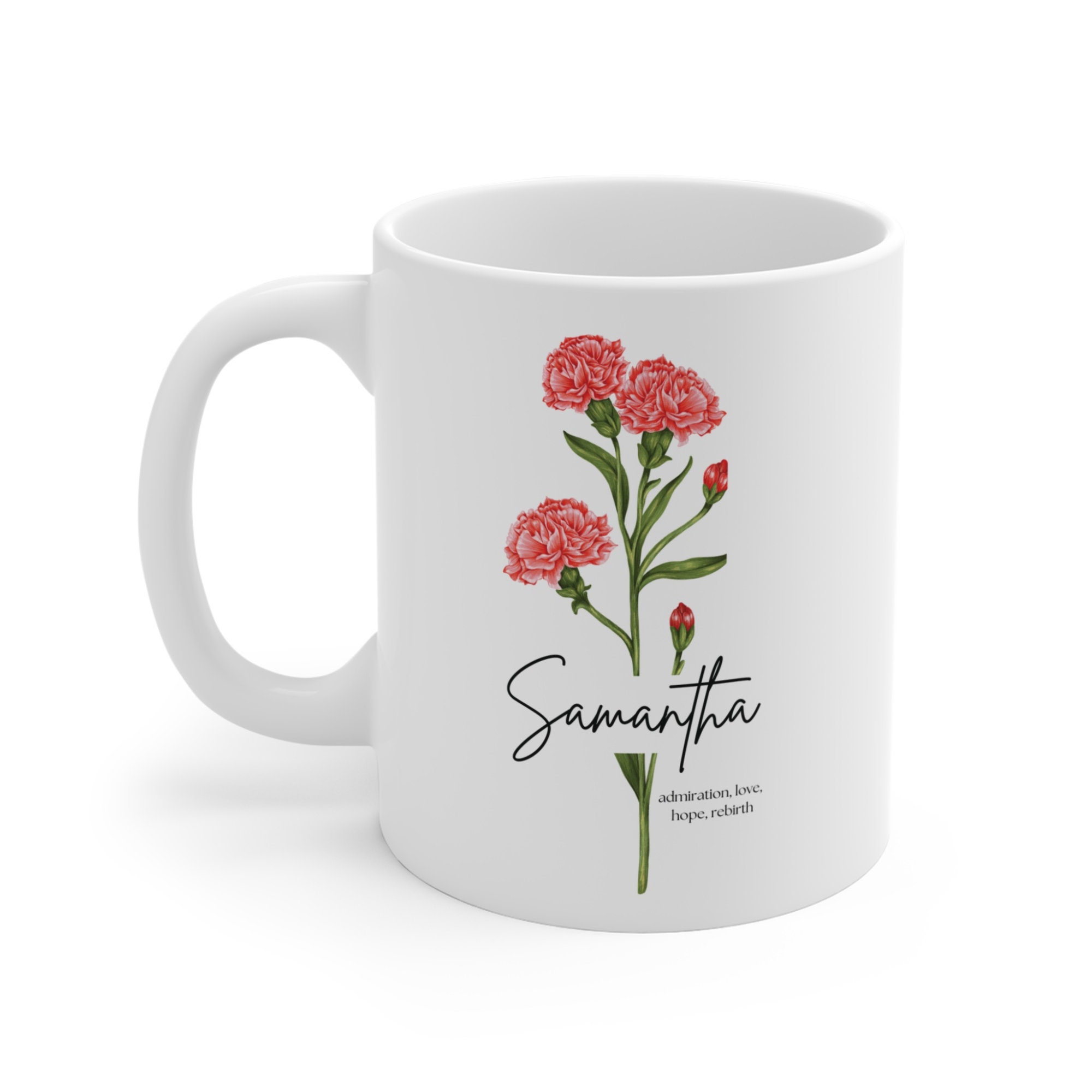Personalized Birth Flower Coffee Cup With Name Personalized Birth