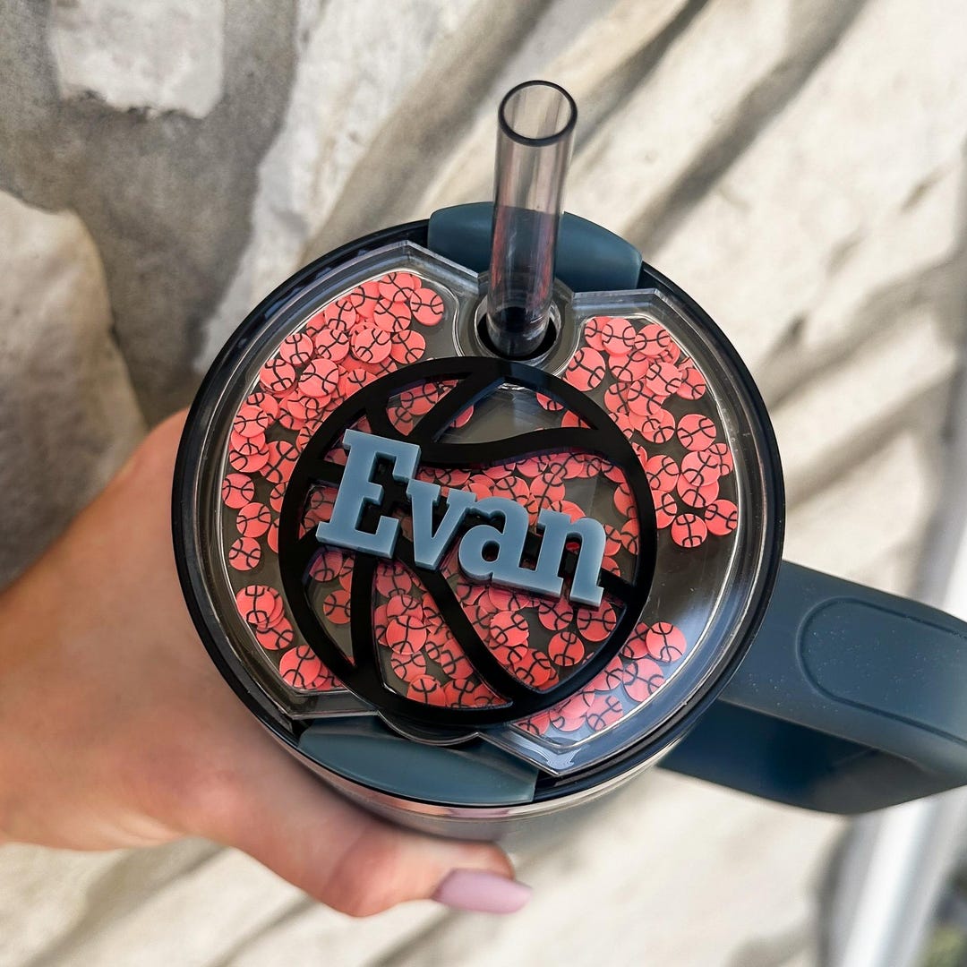 Glitter Stanley Topper Basketball | Custom Name Plate | Stanley Name ...