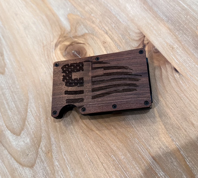 Minimalist Wallet Laser Engraved Walnut - Etsy