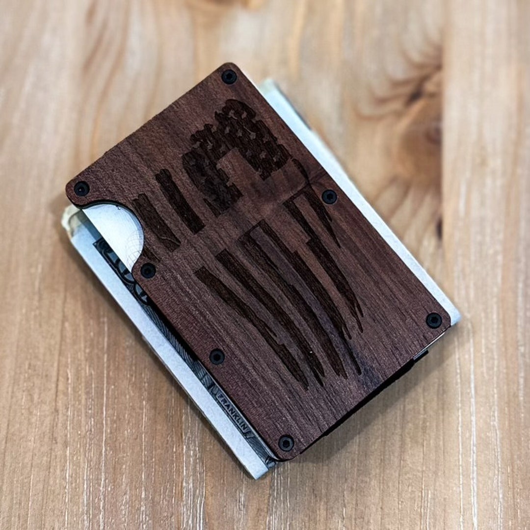 Minimalist Wallet Laser Engraved Walnut - Etsy