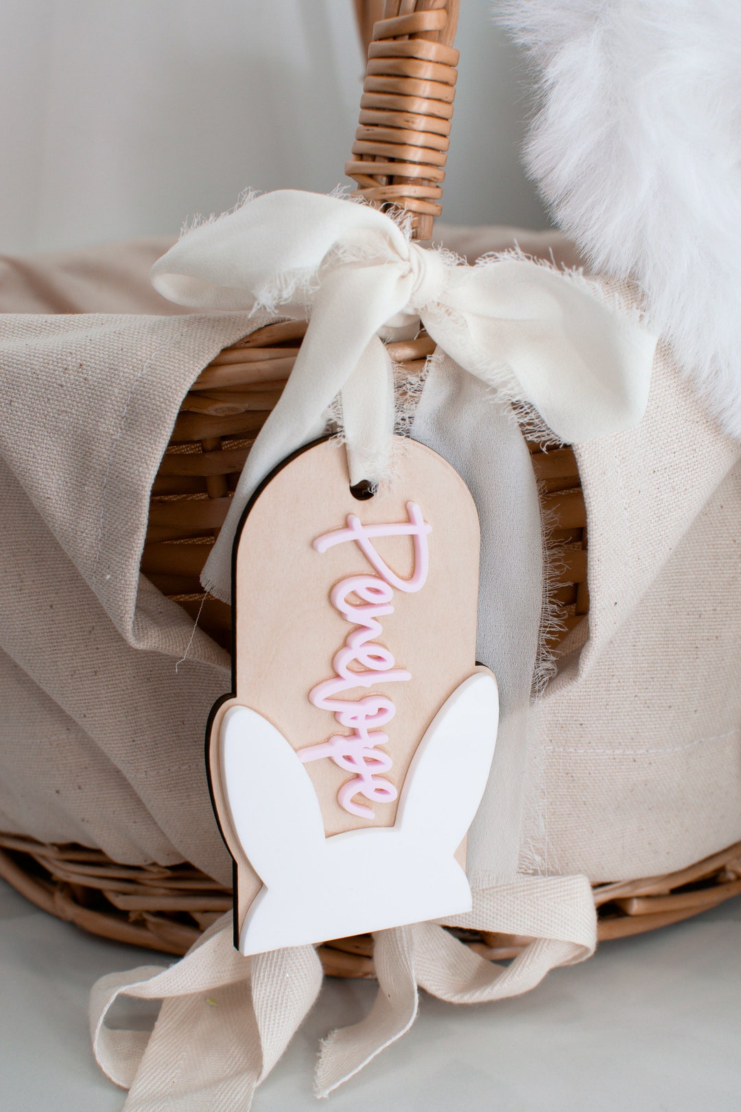 Easter Basket Name Tag Bunny | Personalized Name Tags | Wooden Name ...